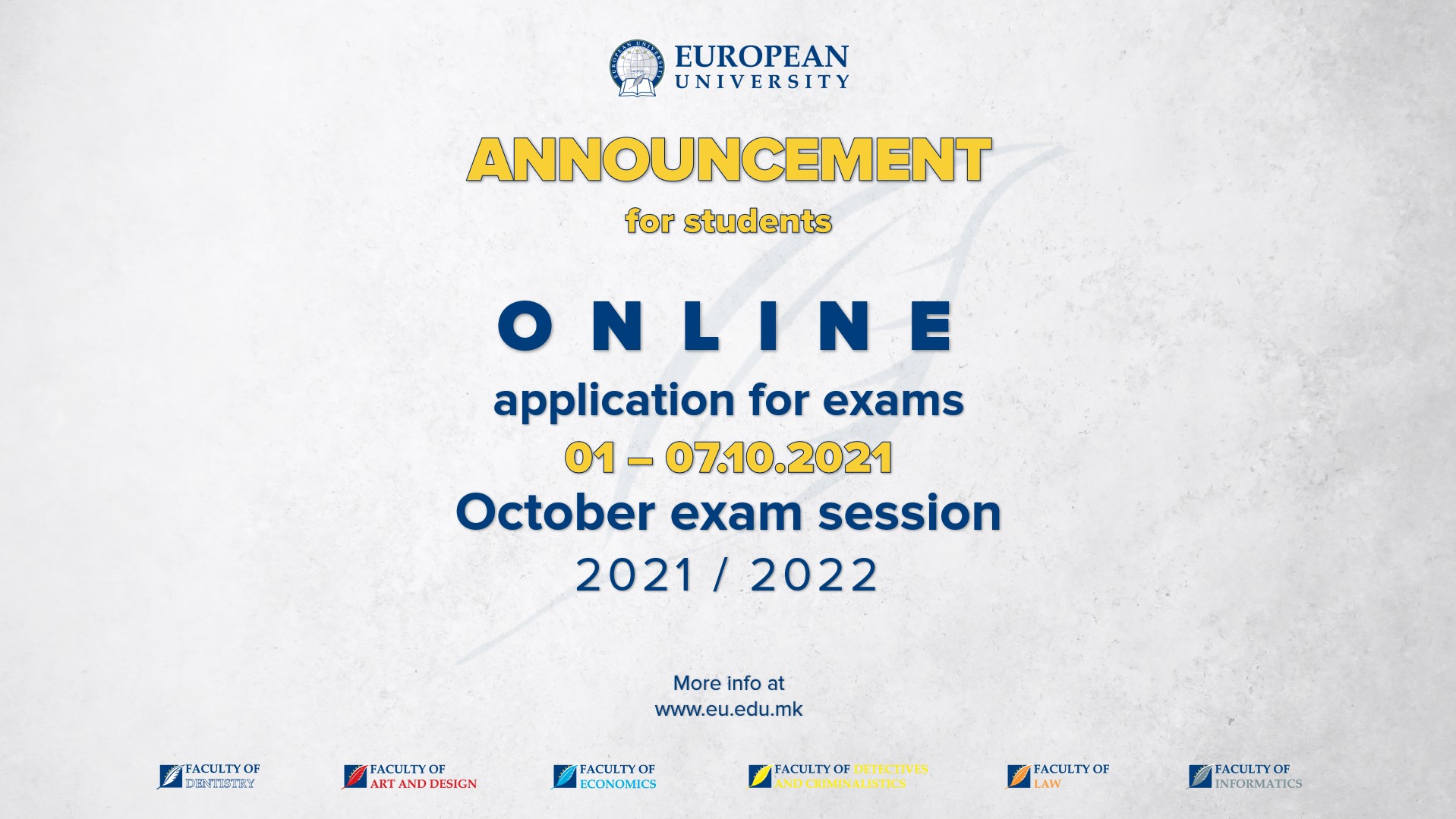 Online registration for the October exam session 2021/2022 - ЕВРОПСКИ ...