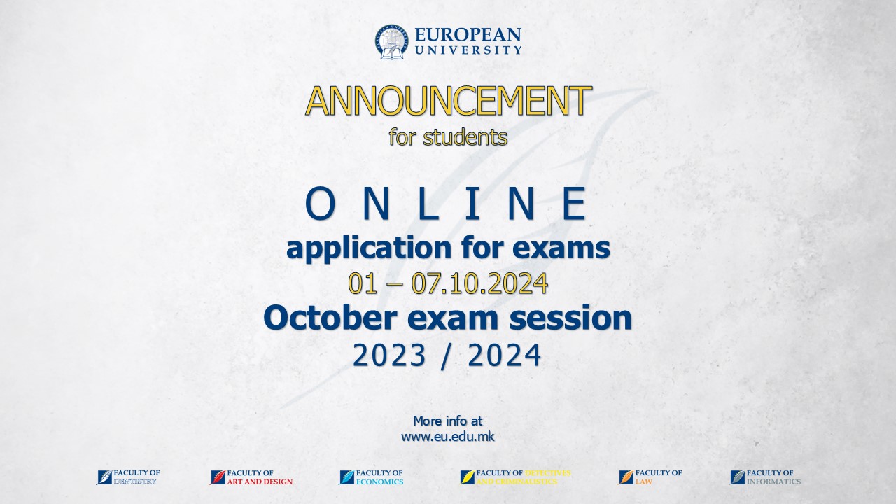 ONLINE EXAM REGISTRATION-OCTOBER EXAM SESSION 2023/24 - ЕВРОПСКИ ...